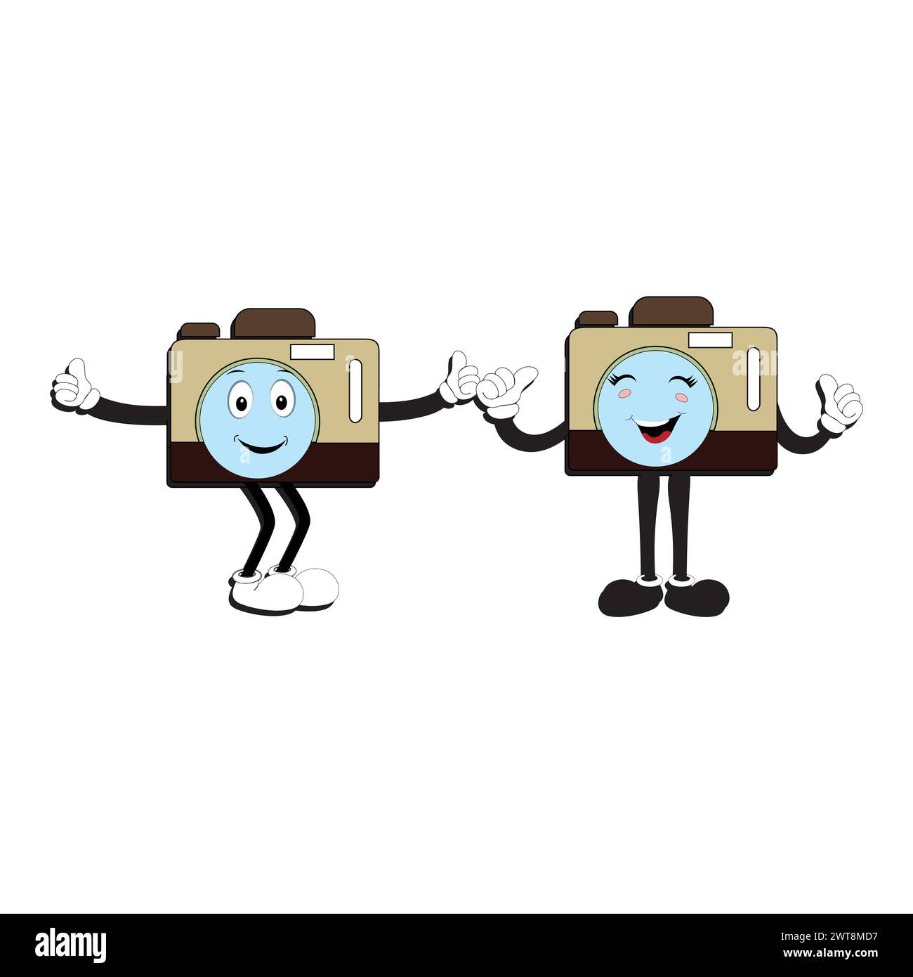 Camera Retro Mascot Character cartoon, camera mascot is smiling and ...