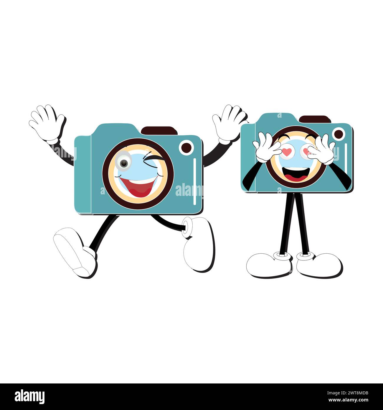 Camera Retro Mascot Character cartoon, camera mascot is smiling and ...