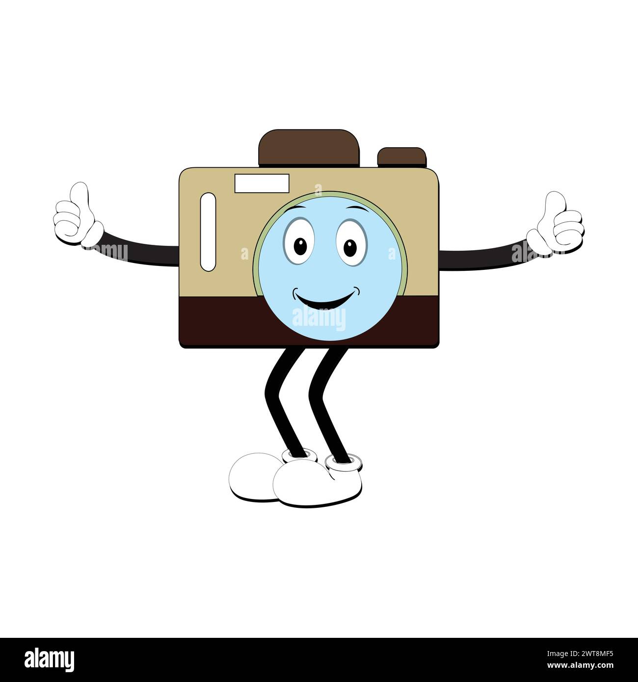 Camera Retro Mascot Character cartoon, camera mascot is smiling and ...