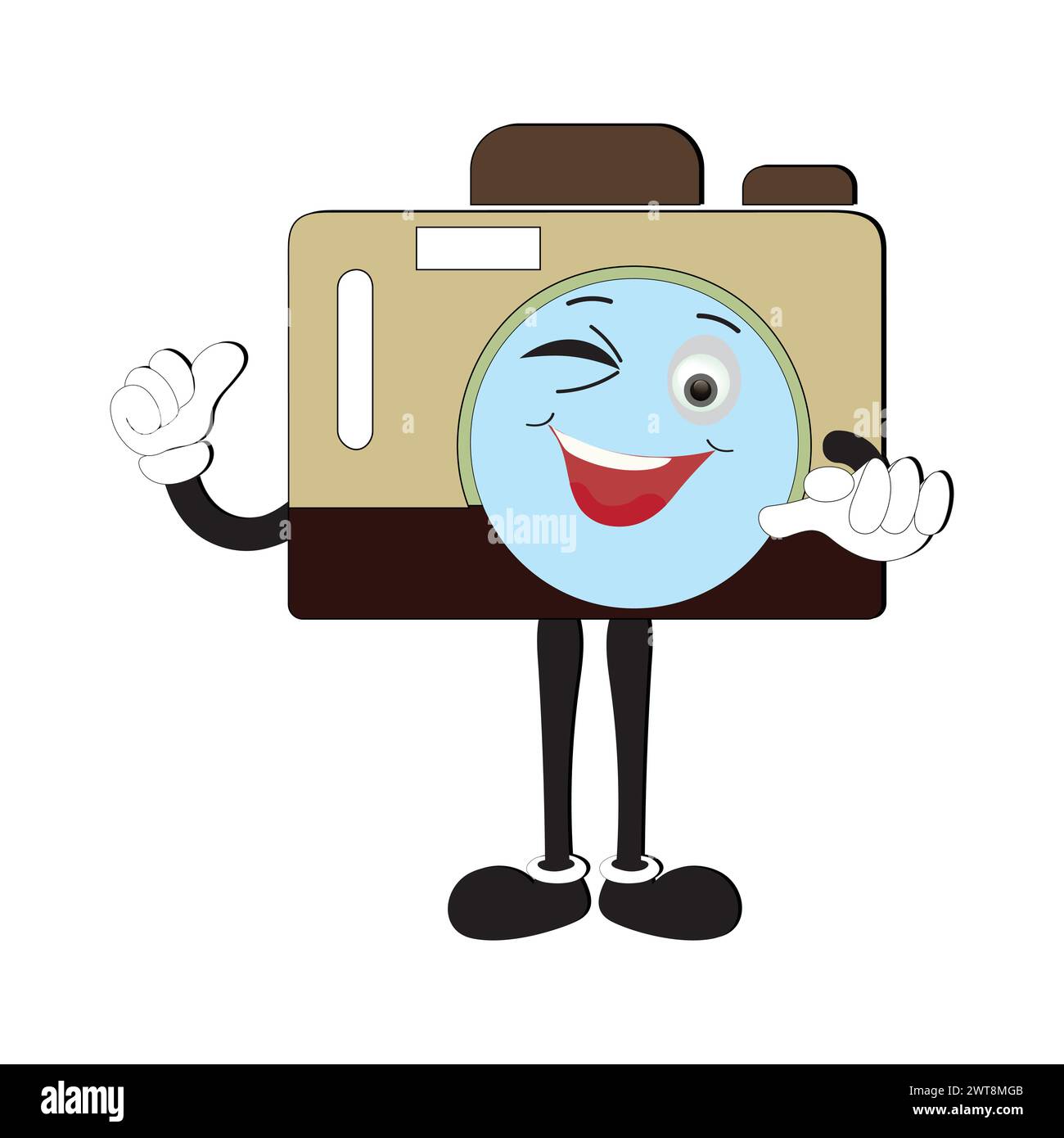 Camera Retro Mascot Character cartoon, camera mascot is smiling and ...