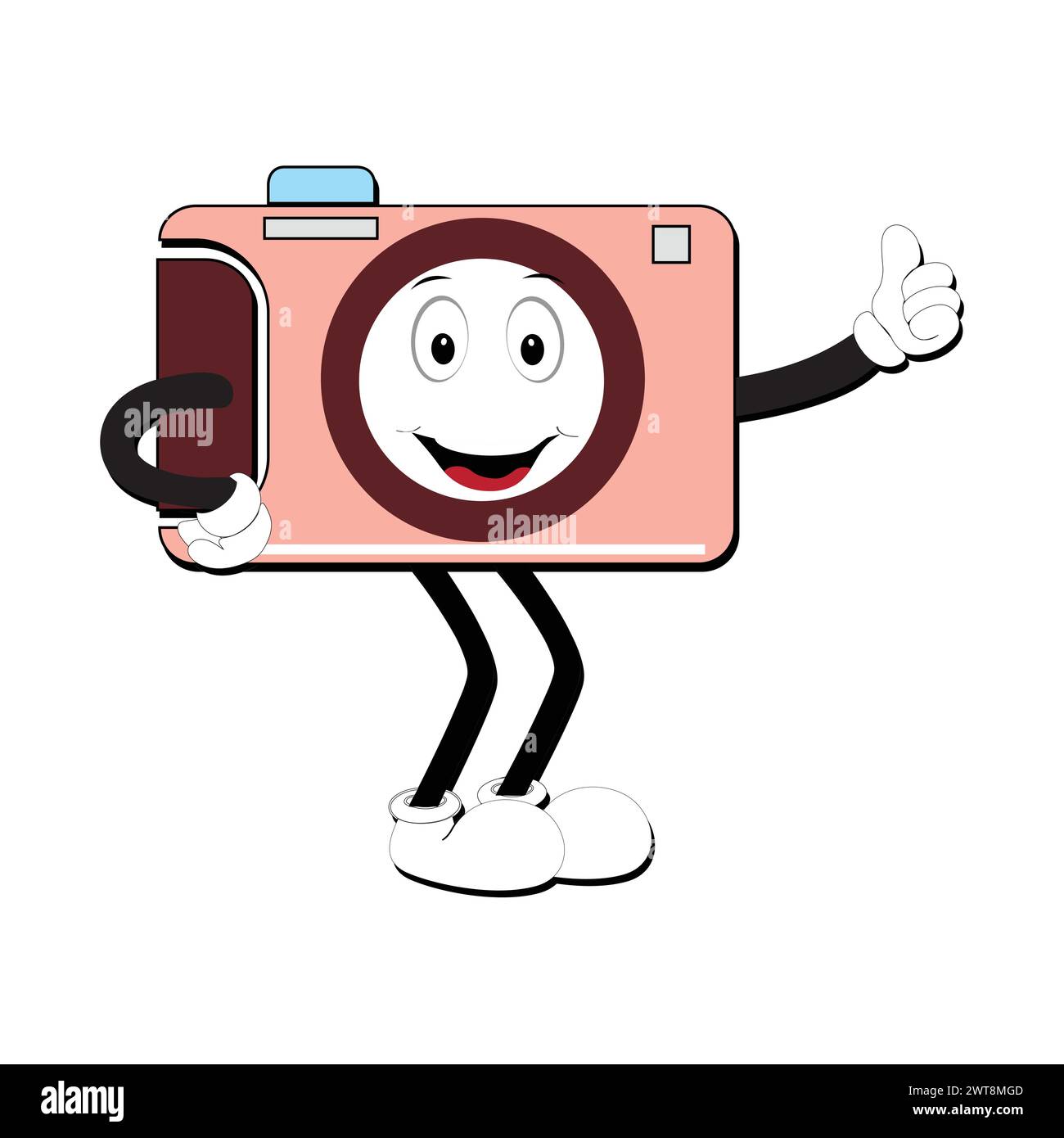 Camera Retro Mascot Character cartoon, camera mascot is smiling and ...