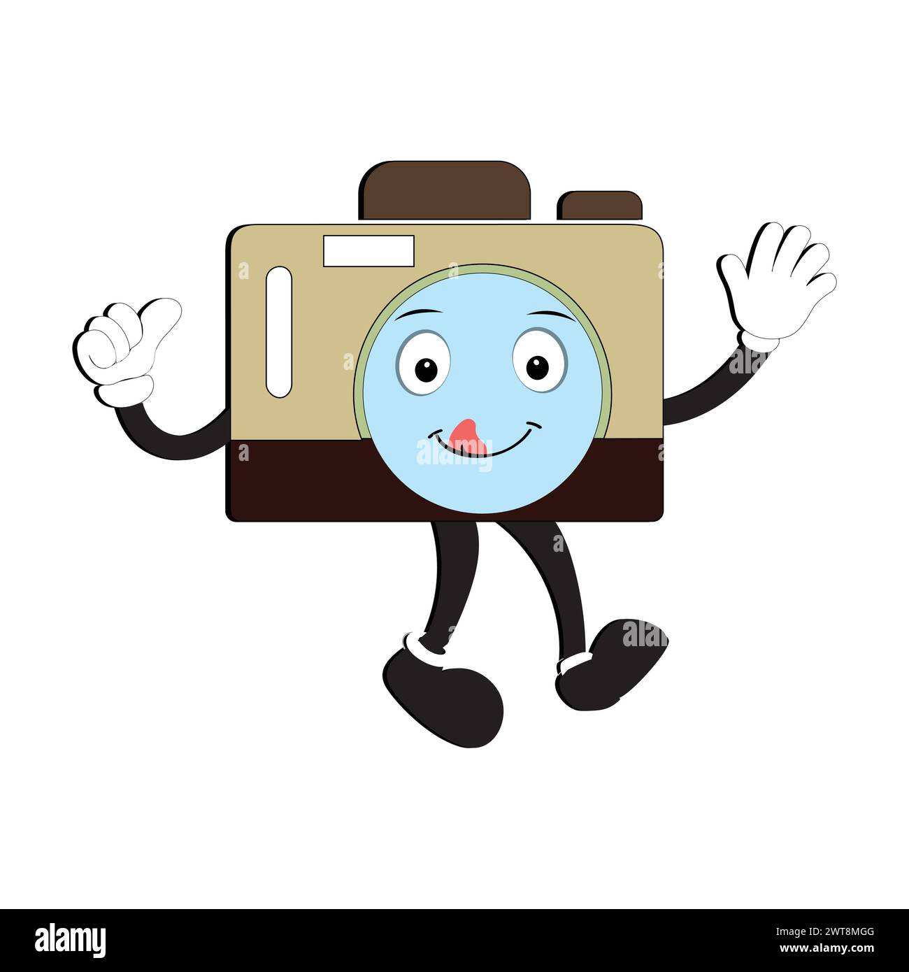 Camera Retro Mascot Character cartoon, camera mascot is smiling and ...