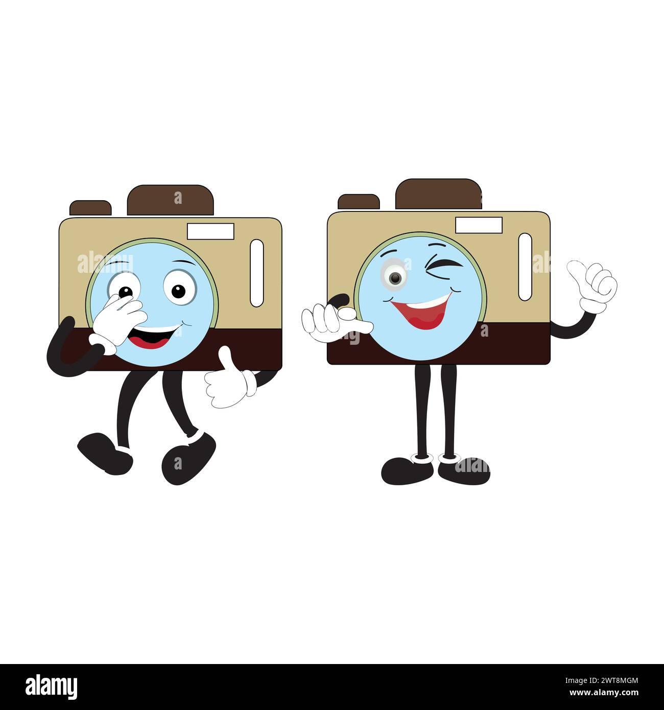 Camera Retro Mascot Character cartoon, camera mascot is smiling and ...