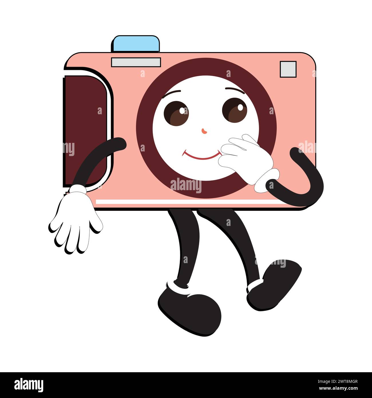 Camera Retro Mascot Character cartoon, camera mascot is smiling and ...