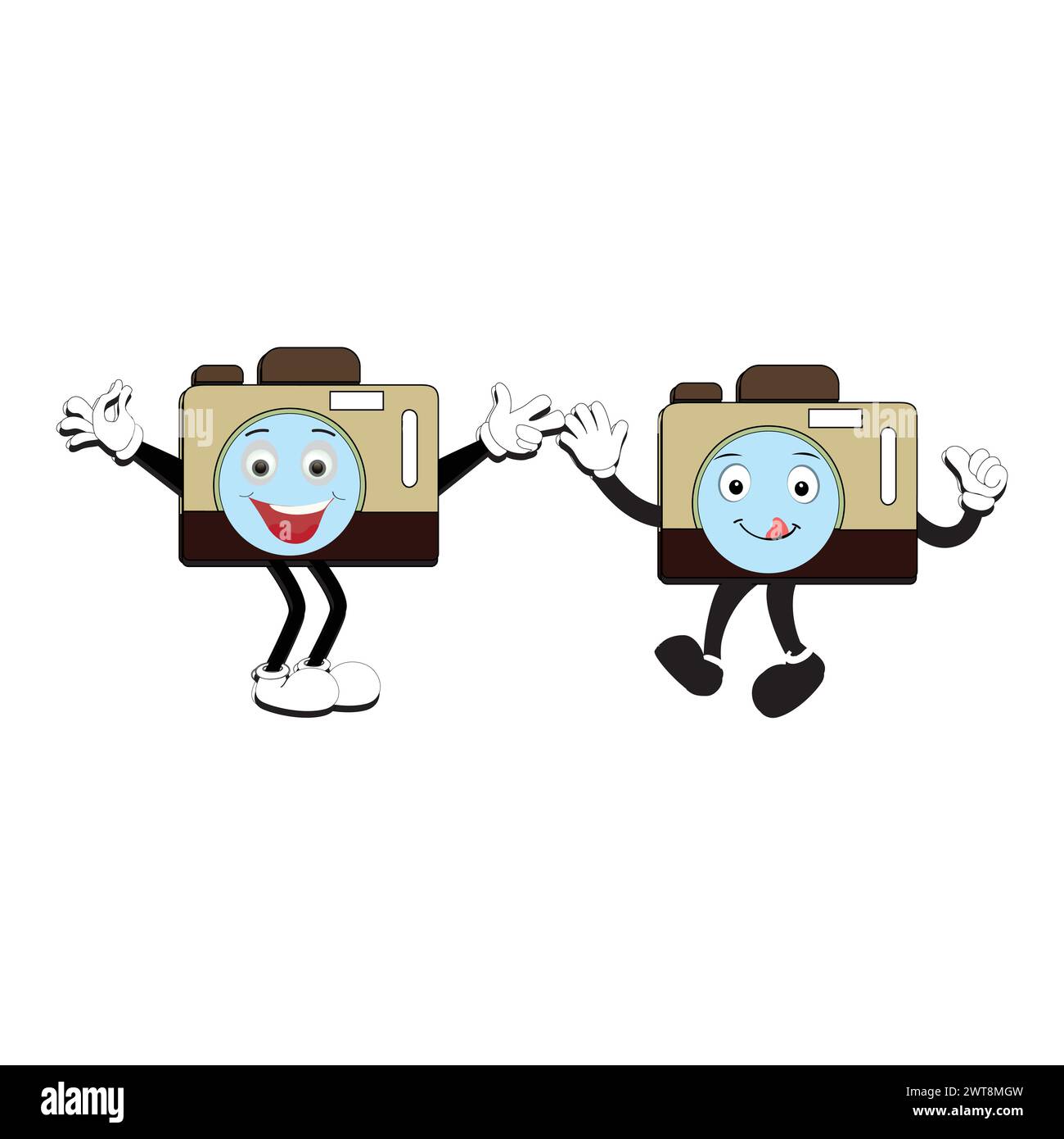 Camera Retro Mascot Character cartoon, camera mascot is smiling and ...