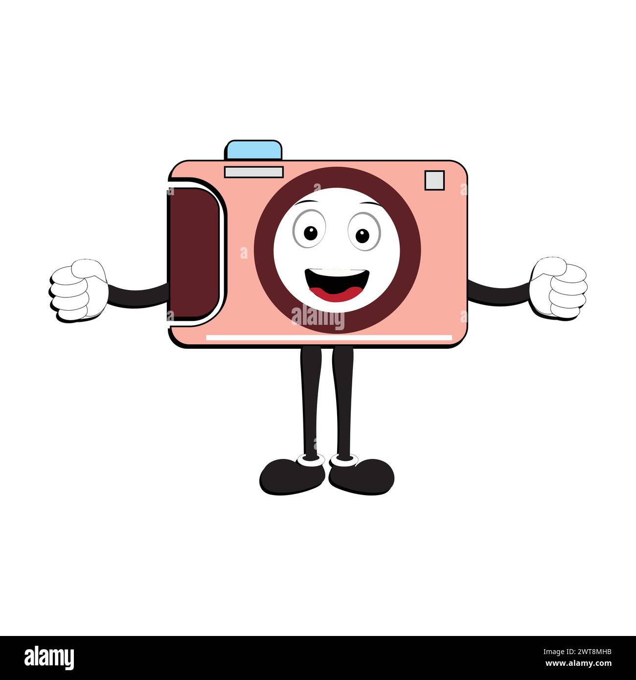 Camera Retro Mascot Character cartoon, camera mascot is smiling and ...