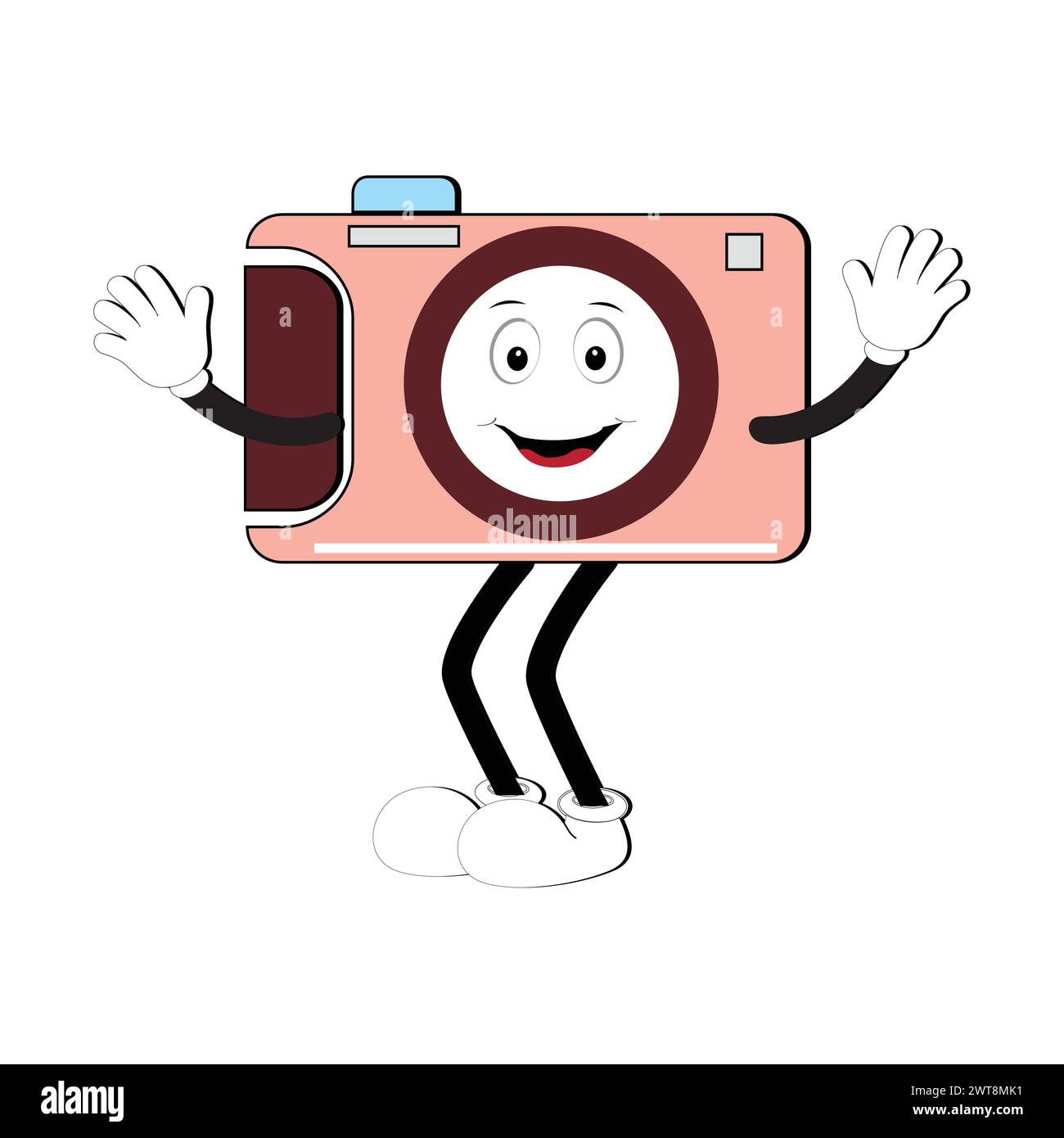 Camera Retro Mascot Character cartoon, camera mascot is smiling and ...