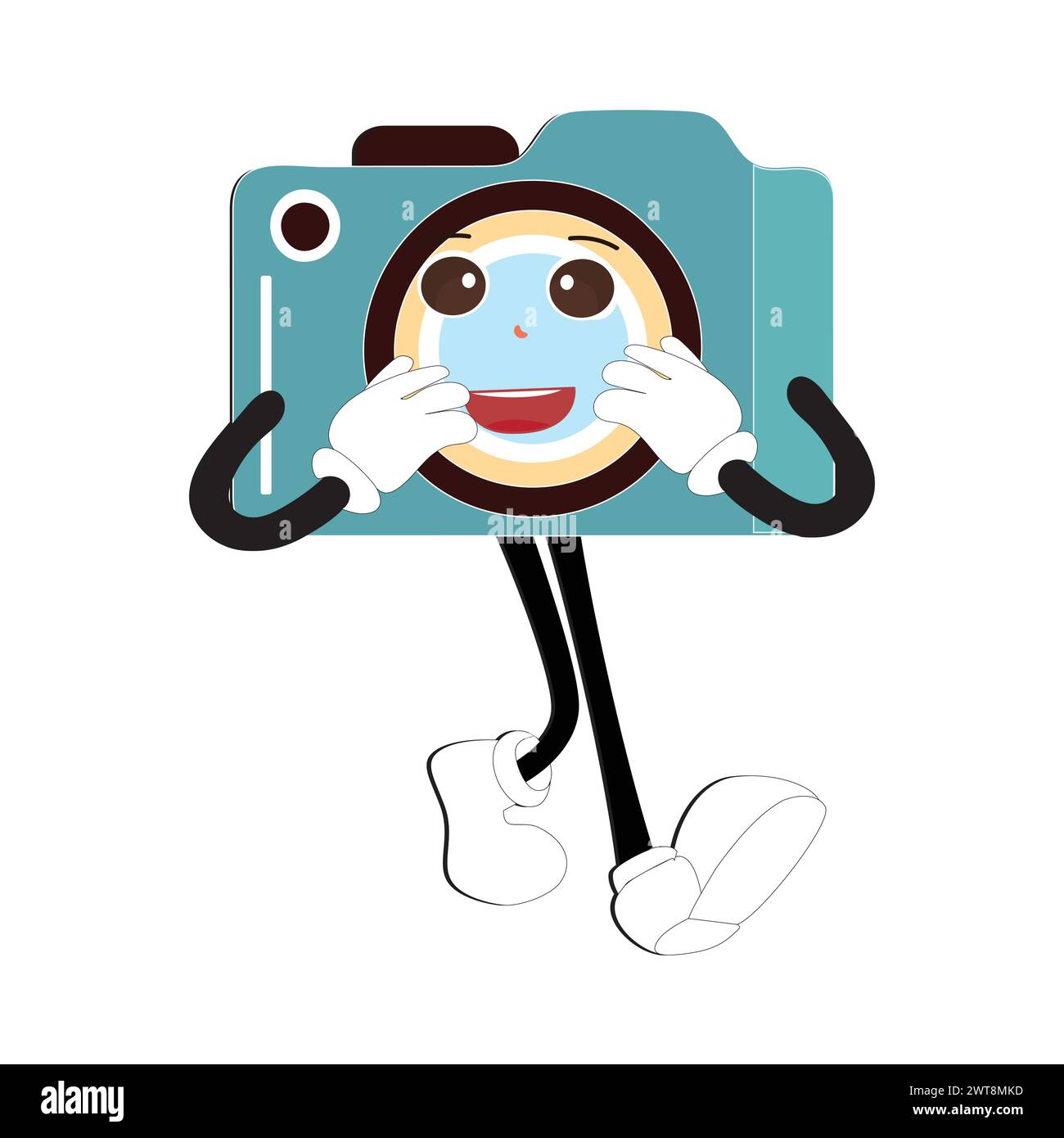 Camera Retro Mascot Character cartoon, camera mascot is smiling and ...