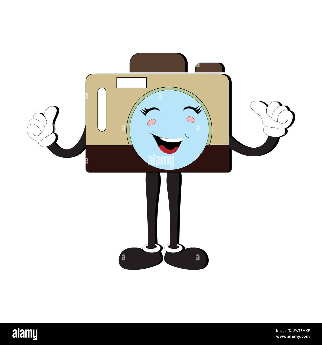 Camera Retro Mascot Character cartoon, camera mascot is smiling and ...