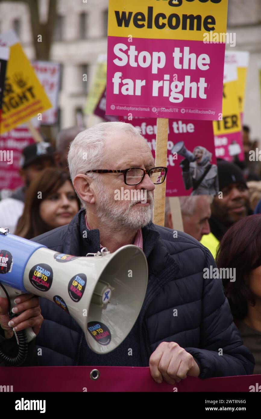16 March 2024, London, UK March Against Racism Protest in Westminster ...