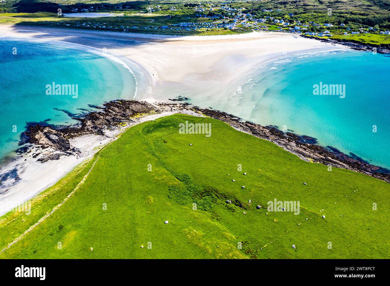 Aerial view of the Inishkeel and the awarded Narin Beach by Portnoo ...