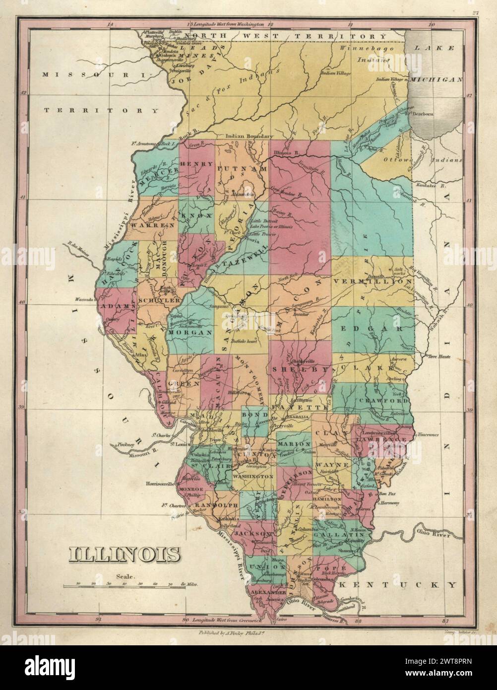 "Illinois" - From 'A New General Atlas' (11-1/4 x 8-1/2). Engraving by ...