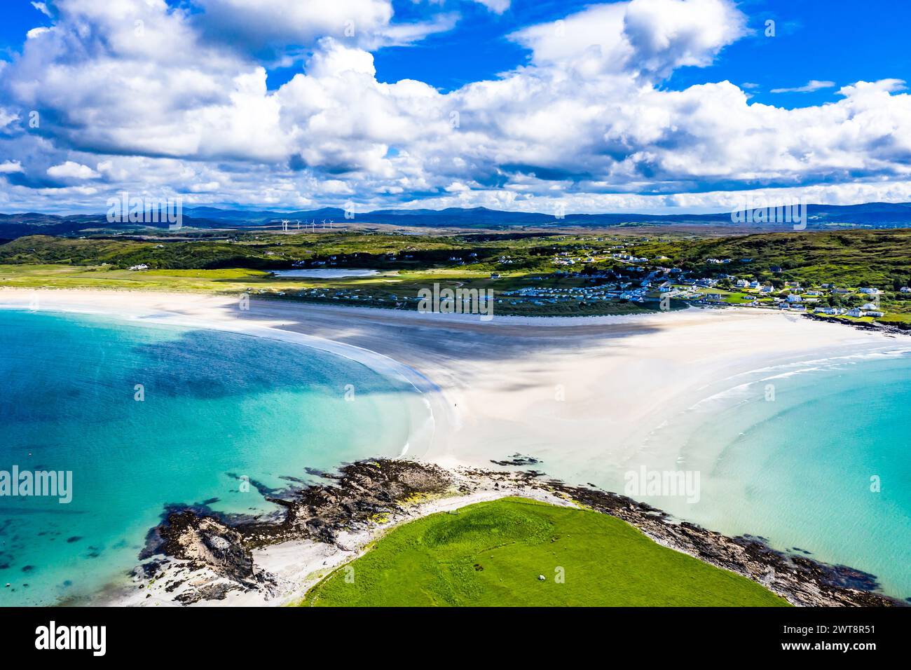 Aerial view of the Inishkeel and the awarded Narin Beach by Portnoo ...