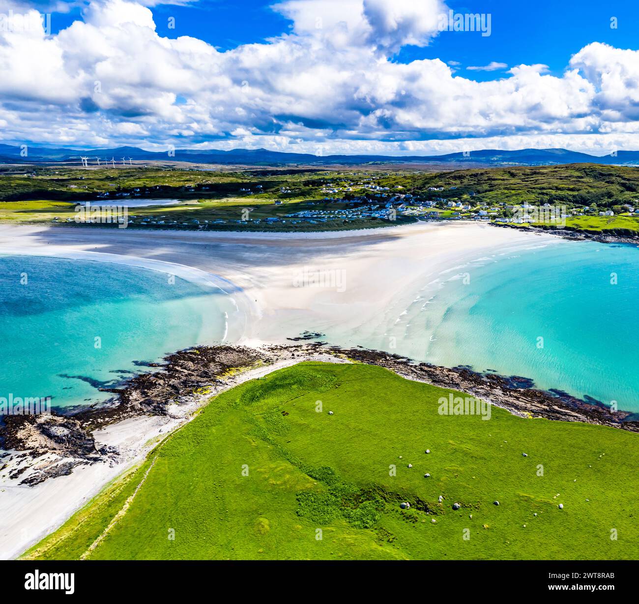 Aerial view of the Inishkeel and the awarded Narin Beach by Portnoo ...