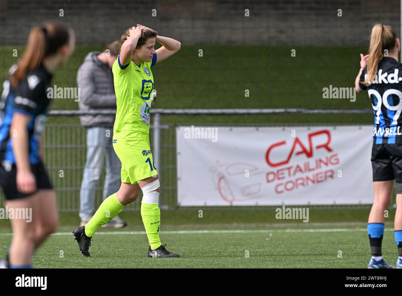 Aalter, Belgium. 16th Mar, 2024. Fleur Van Daele (16) of AA Gent reacts ...