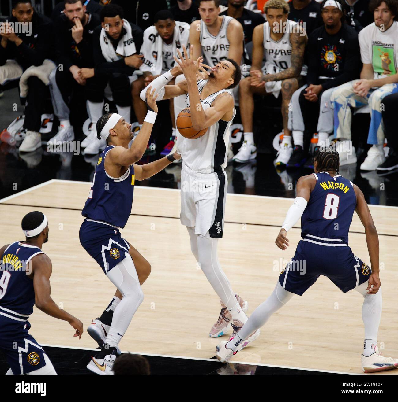 March 15, 2024: San Antonio Spurs center Victor Wembanyama (1) loses ...
