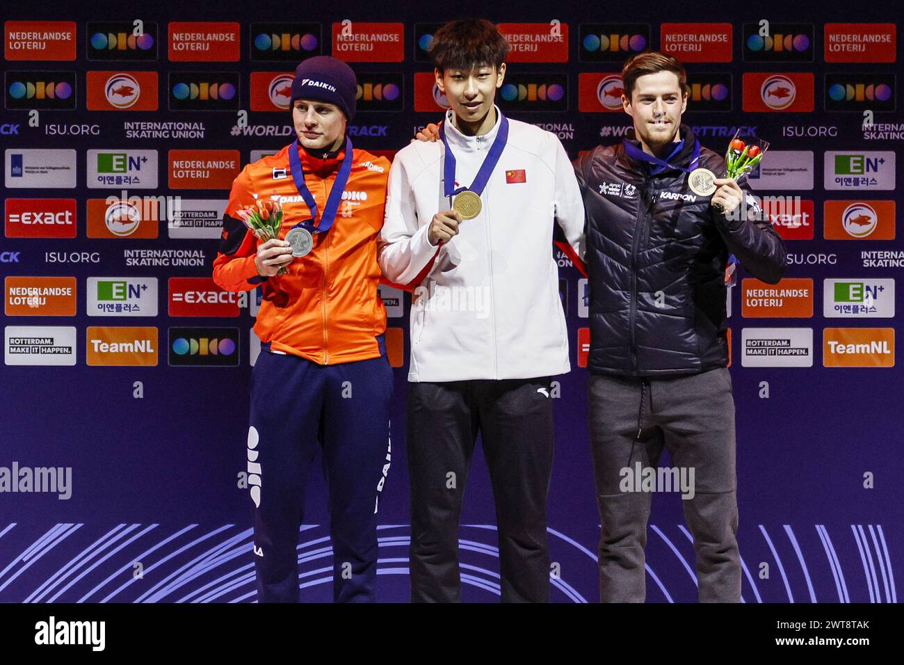ROTTERDAM - (l-r) Jens van 't Wout (NED), Long Sun (CHN), Brendan Corey ...
