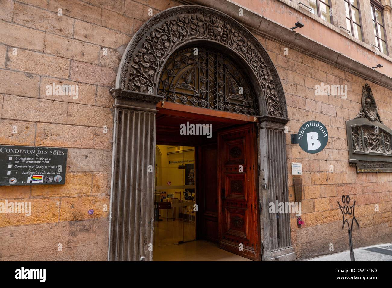 Lyon, France - January 25, 2022: Entrance to the Municipal Library of ...