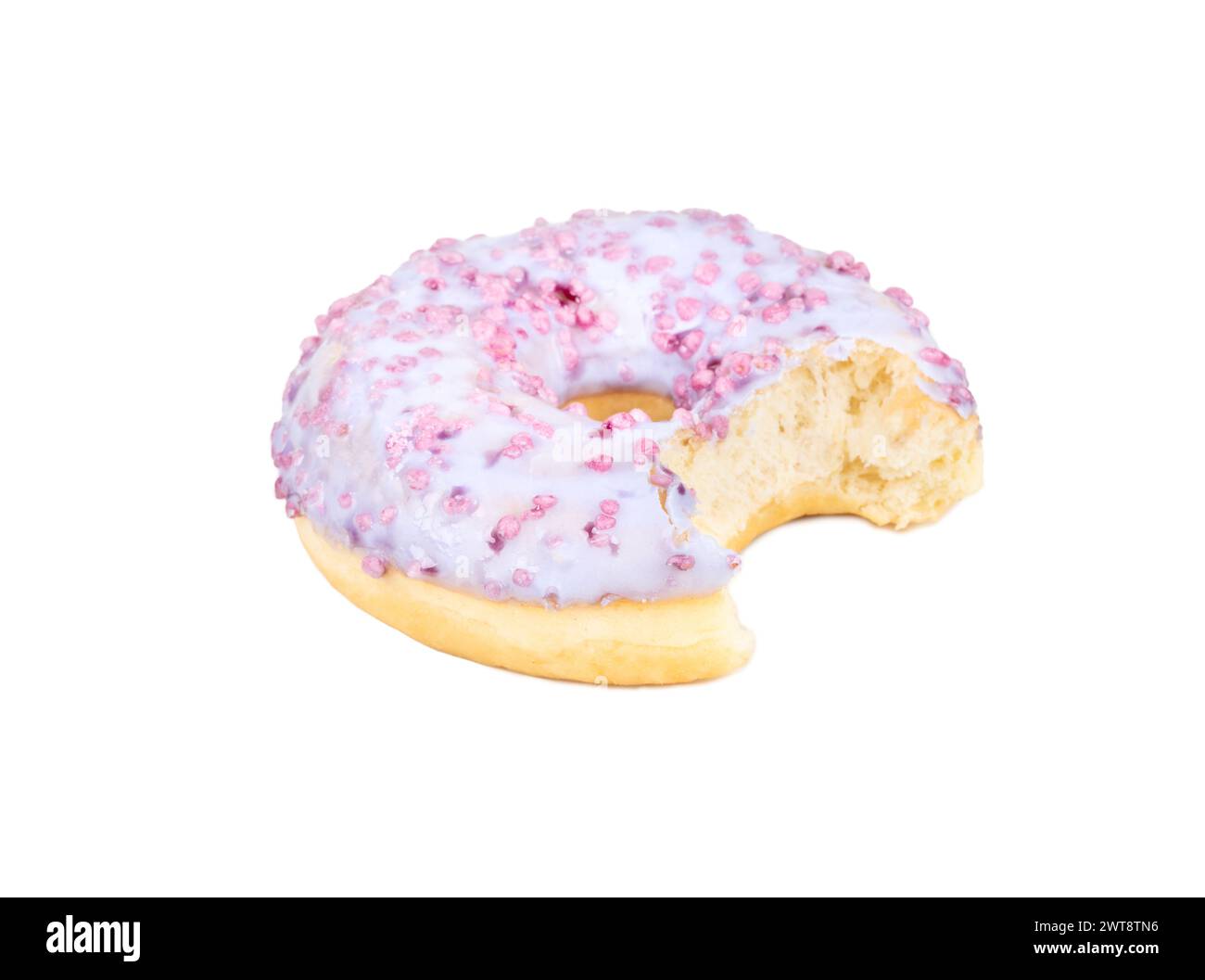 Bitten donut with fruit glaze isolated on white background Stock Photo ...