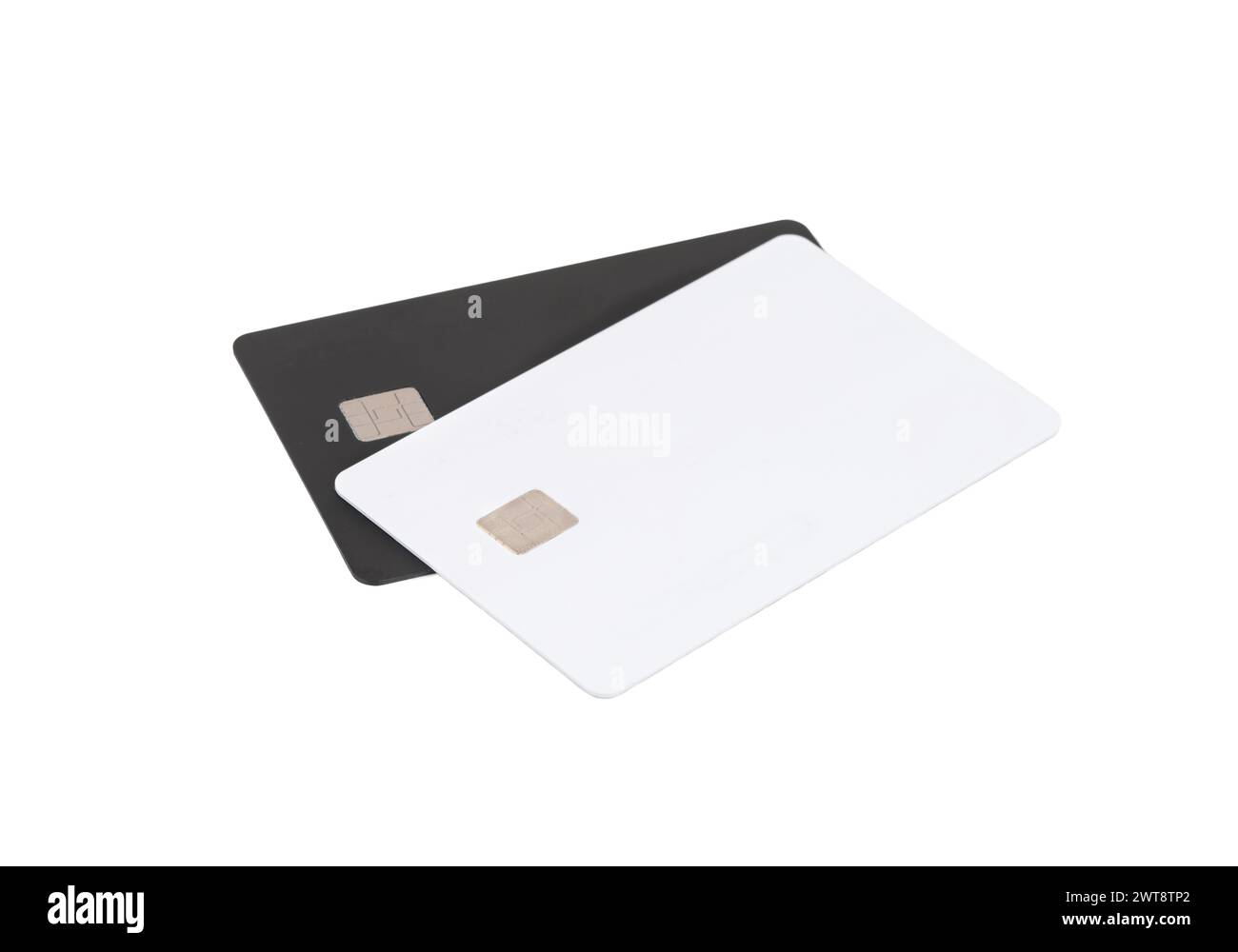 White and black credit cards with chip isolated on white background ...