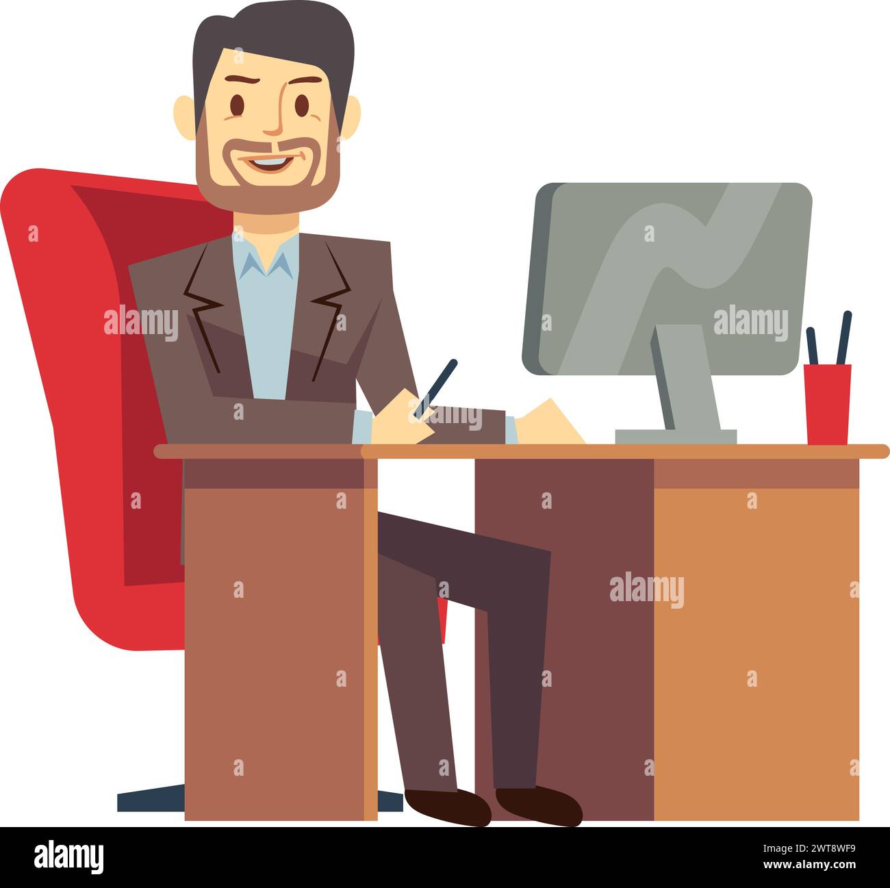 Happy working man in suit Stock Vector Images - Alamy