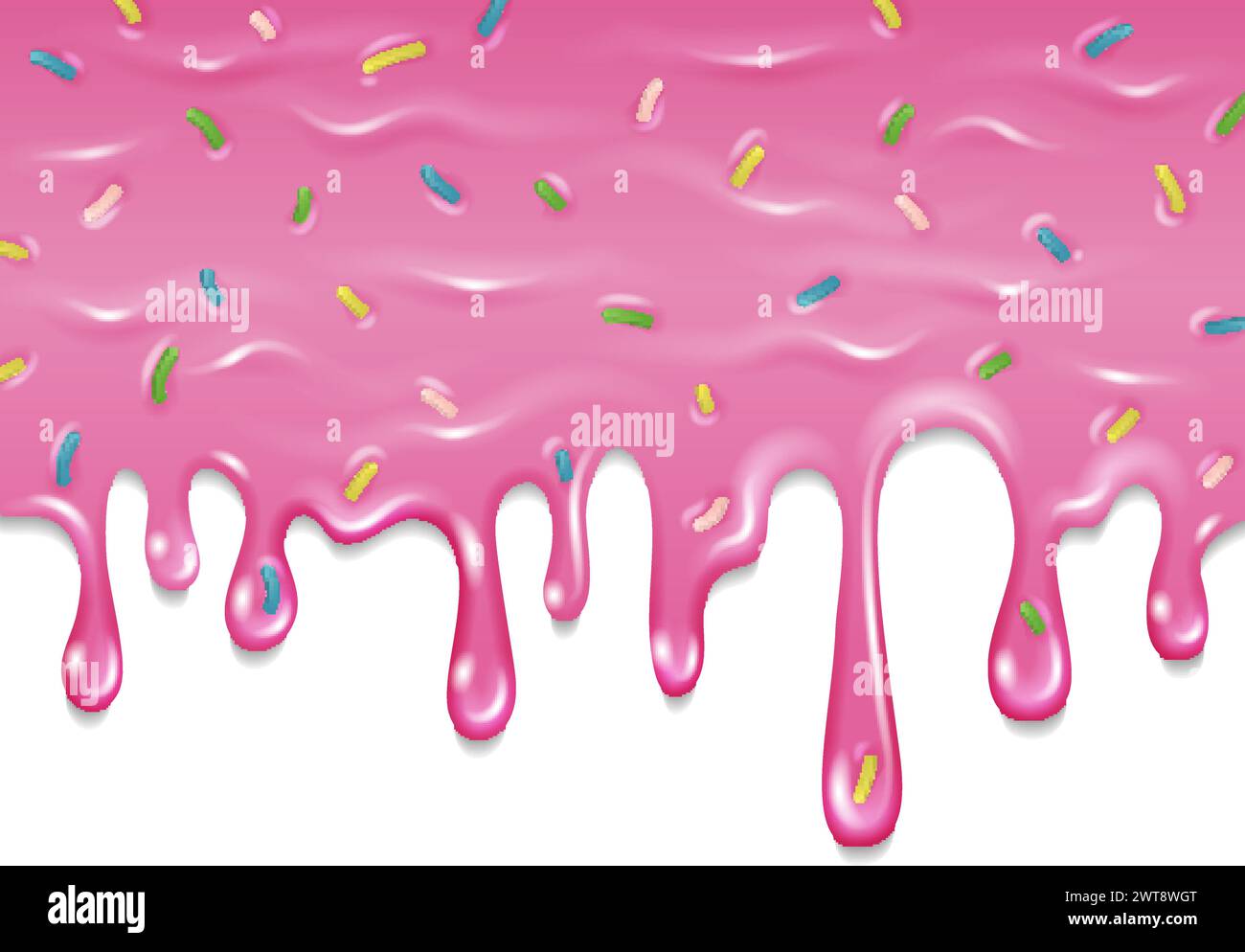 Pink frosting with color sprinkles. Sweet dripping border Stock Vector ...