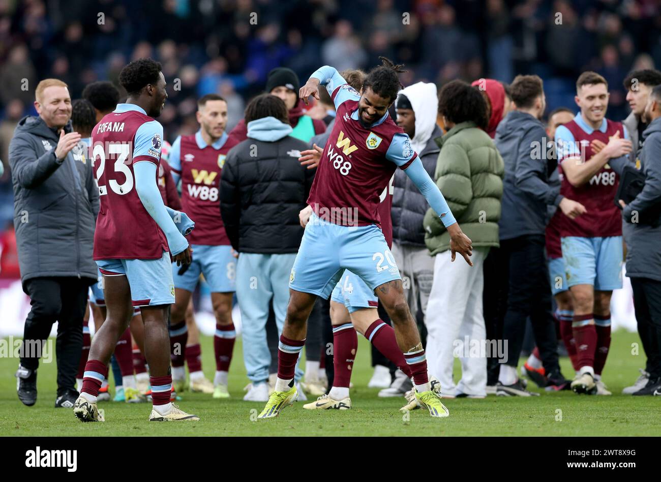 Burnley's Lorenz Assignon celebrates after the Premier League match at ...