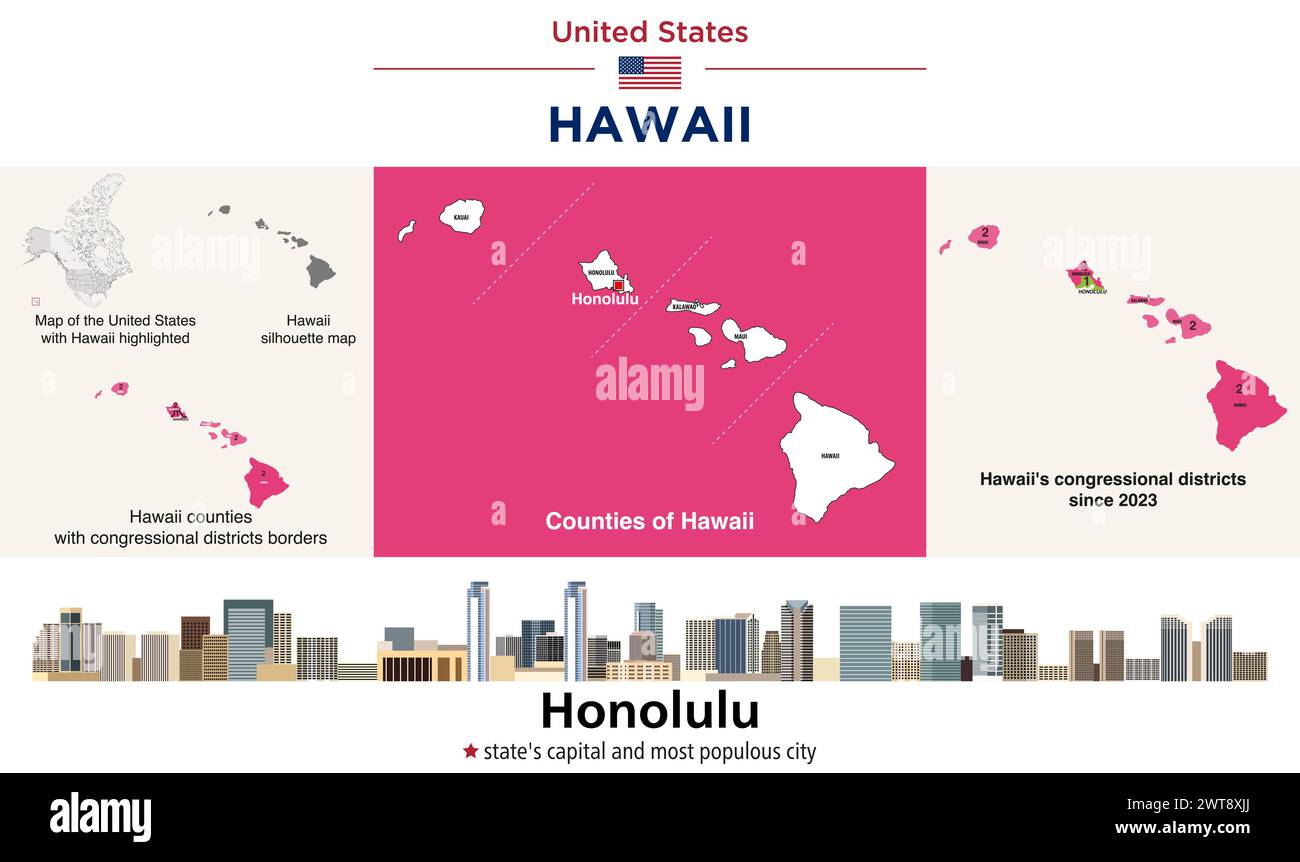 Hawaii counties map and congressional districts since 2023 map ...