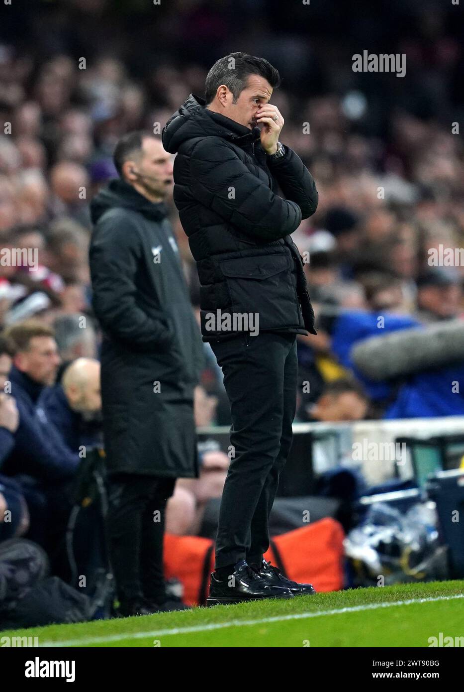 Fulham manager Marco Silva reacts during the Premier League match at ...