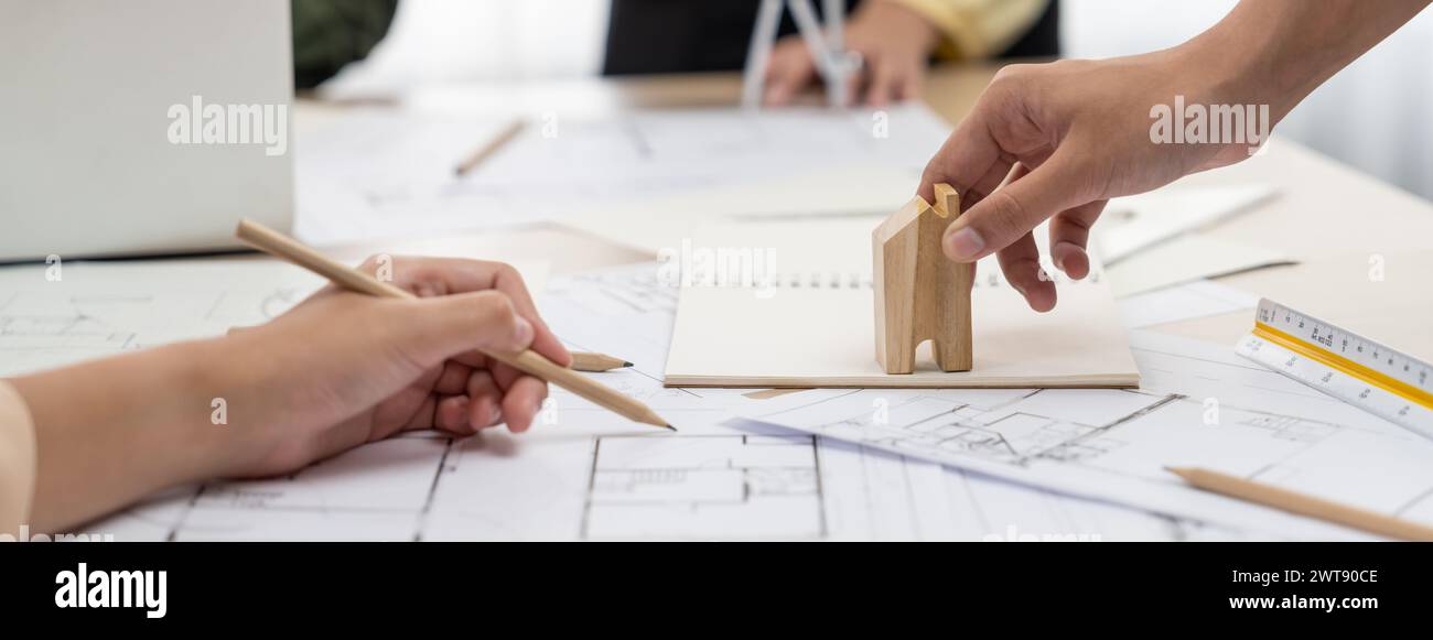 Professional architect team discussion about architectural project on ...