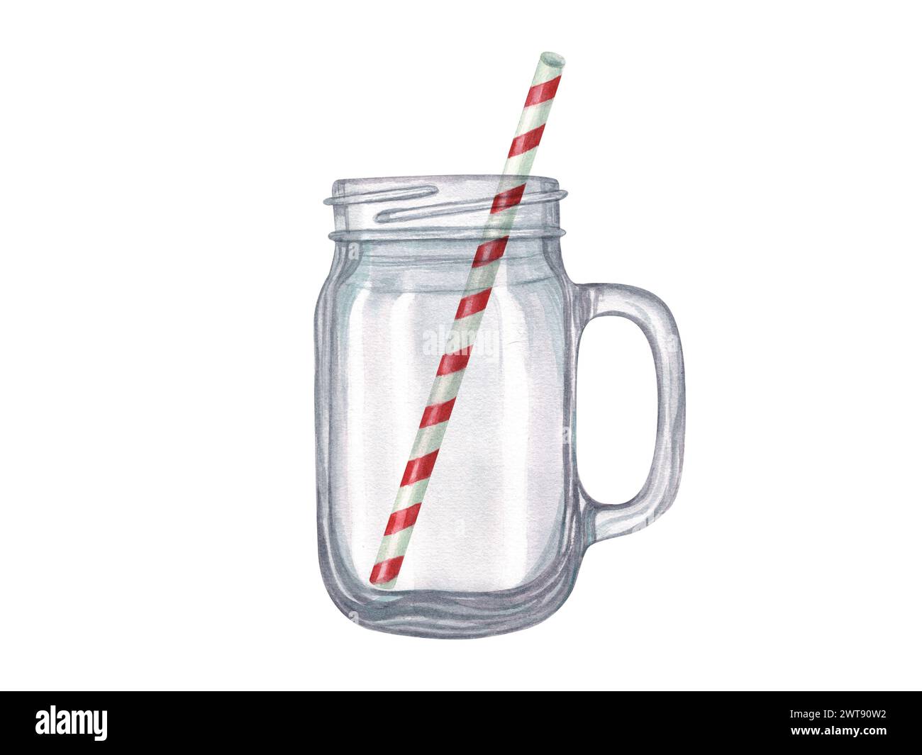 Empty mason Jar with drinking Straw. Glassware for mojito cocktail ...