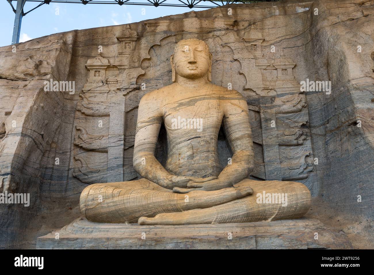 A captivating view of the Gal Vihara (Viharaya) or Rock Temple, a ...