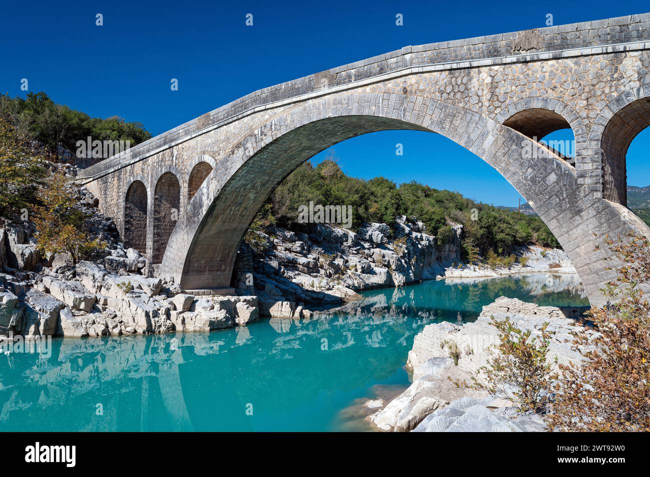 View of a the stone bridge of Templa, built in 19th century, one of the ...
