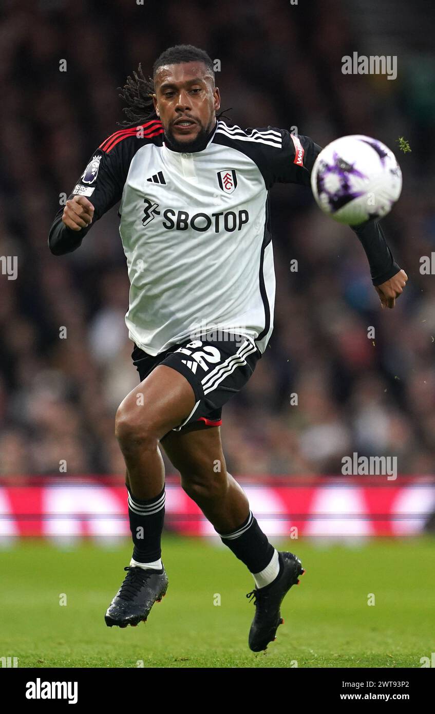 Fulham's Alex Iwobi in action during the Premier League match at Craven ...
