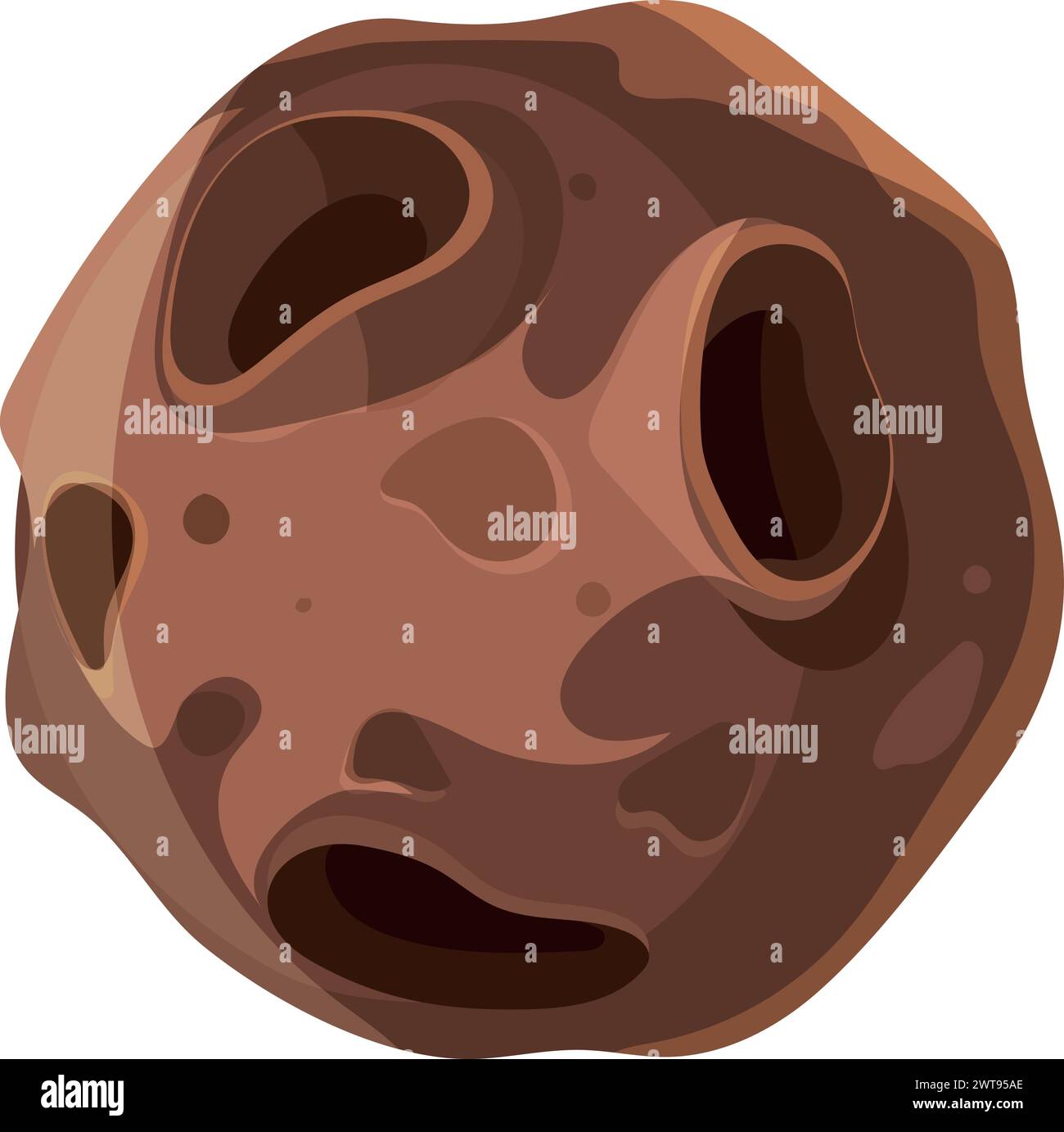Cartoon asteroid with brown crater. Space rock icon Stock Vector Image ...