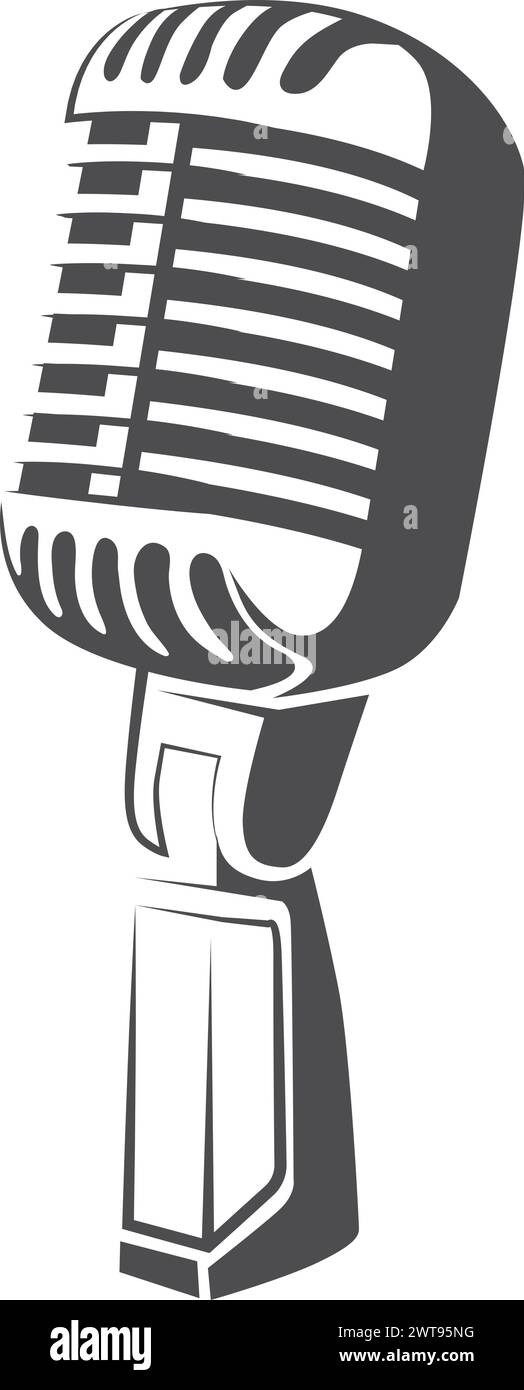 Radio microphone. Broadcasting logo. Audio stream equipment Stock ...
