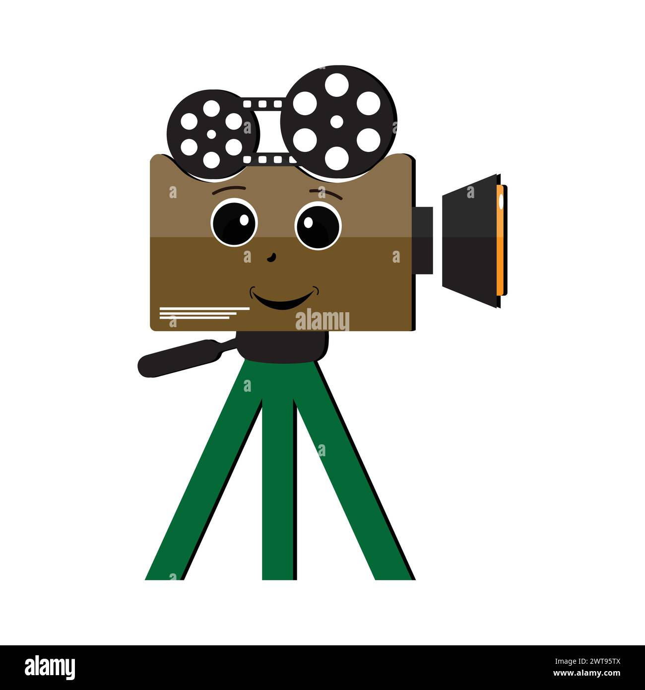 Movie camera mascots character, Retro movie film mascot cartoon style ...