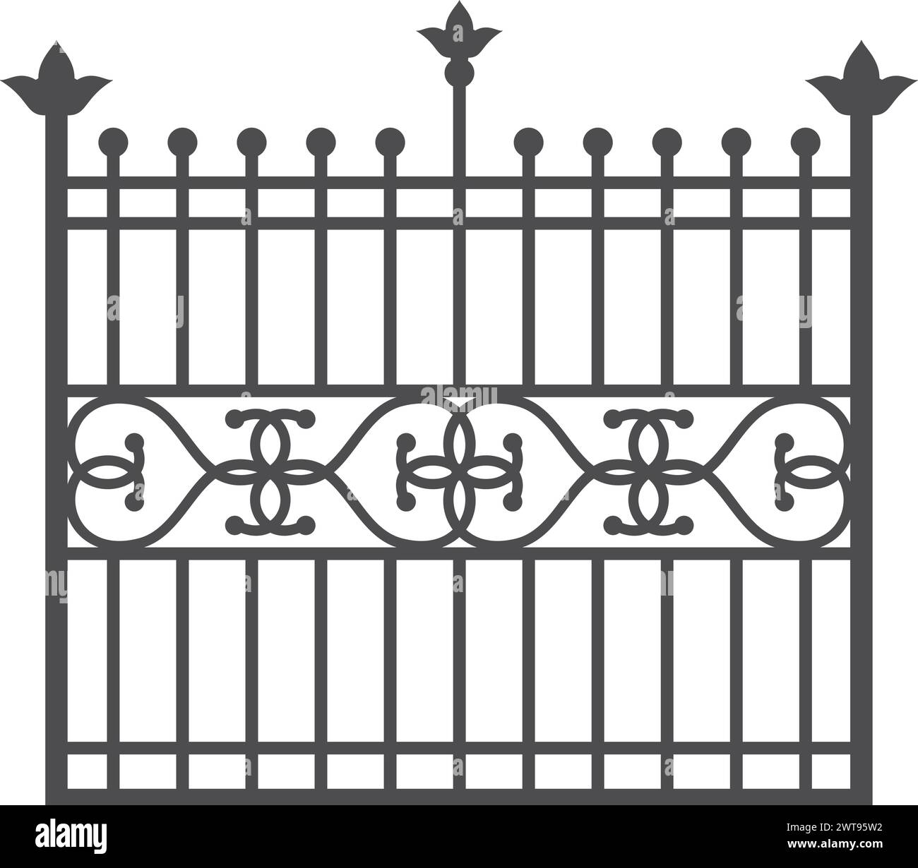 Iron fence decorative black silhouette. Vintage lattice Stock Vector ...