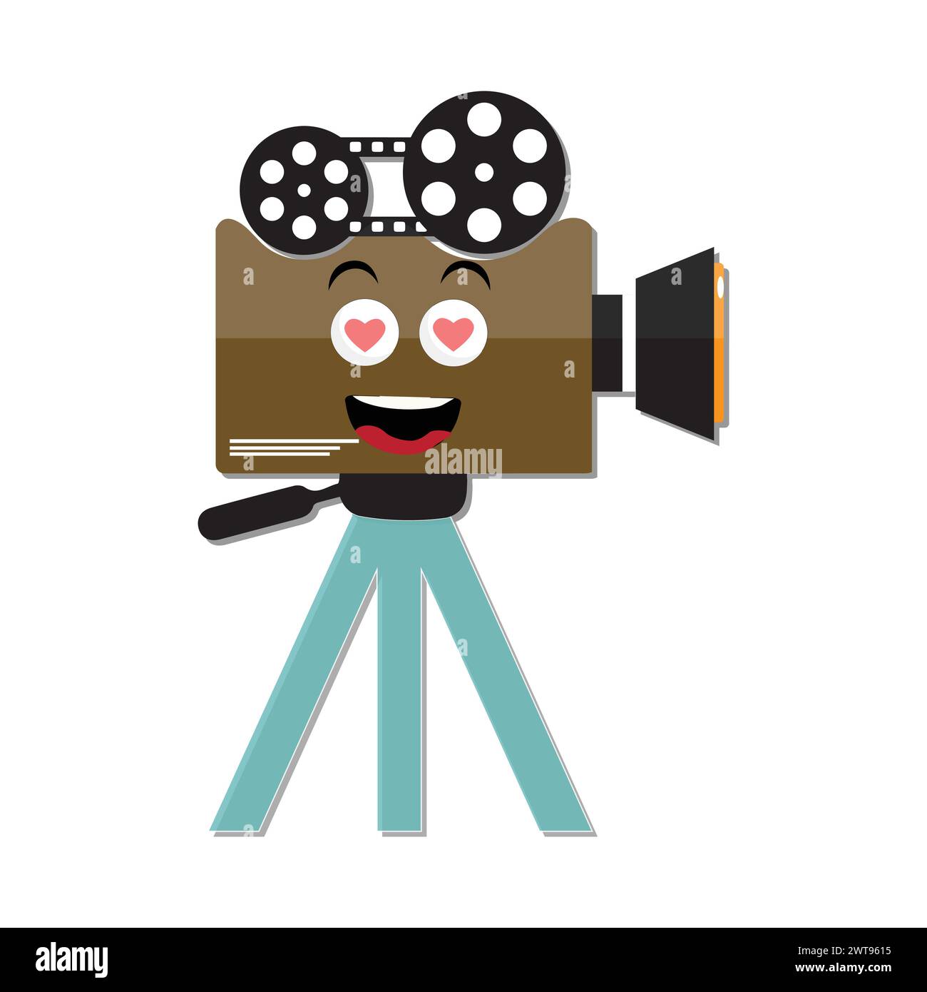 Movie camera mascots character, Retro movie film mascot cartoon style ...