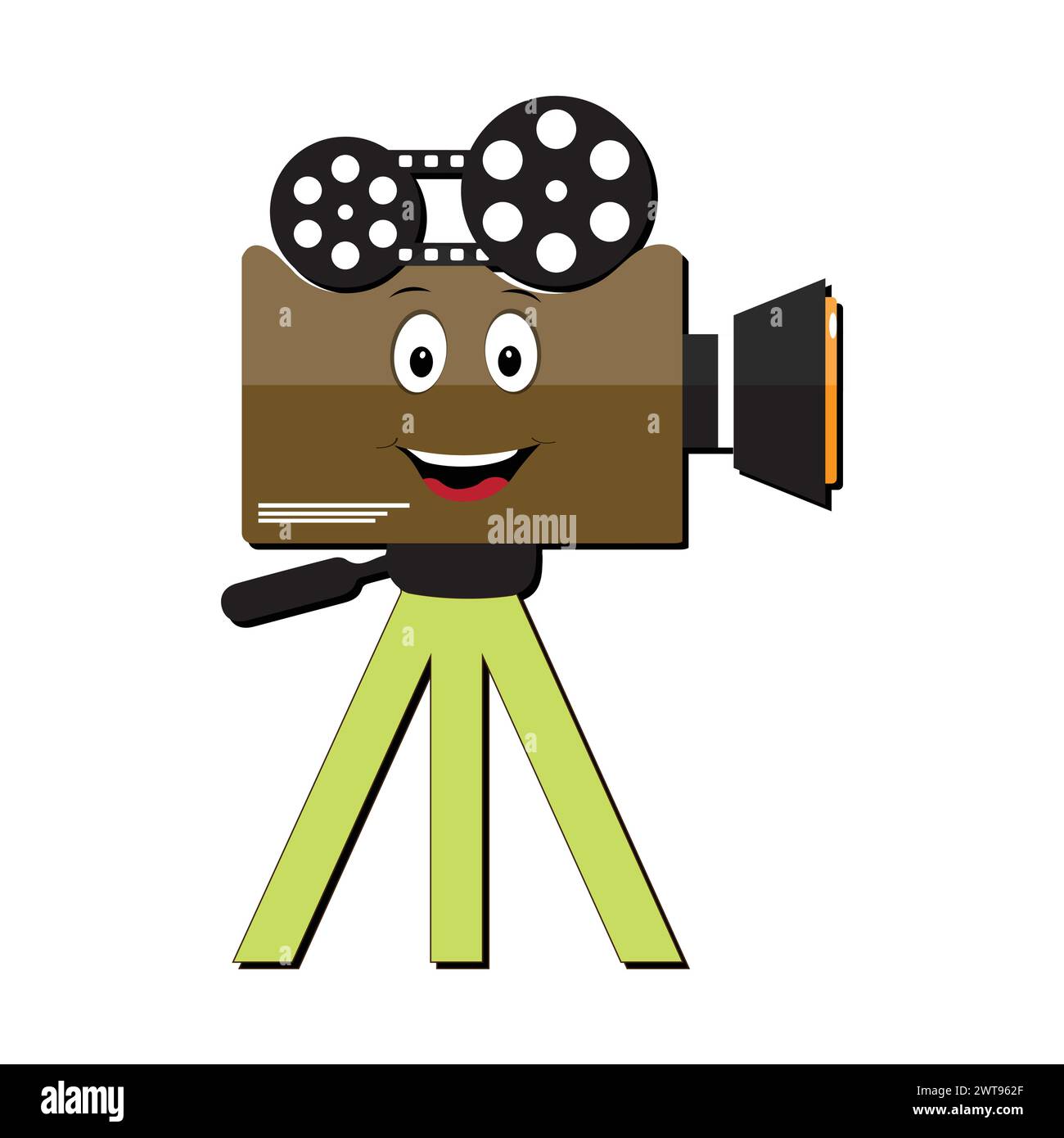 Movie camera mascots character, Retro movie film mascot cartoon style ...