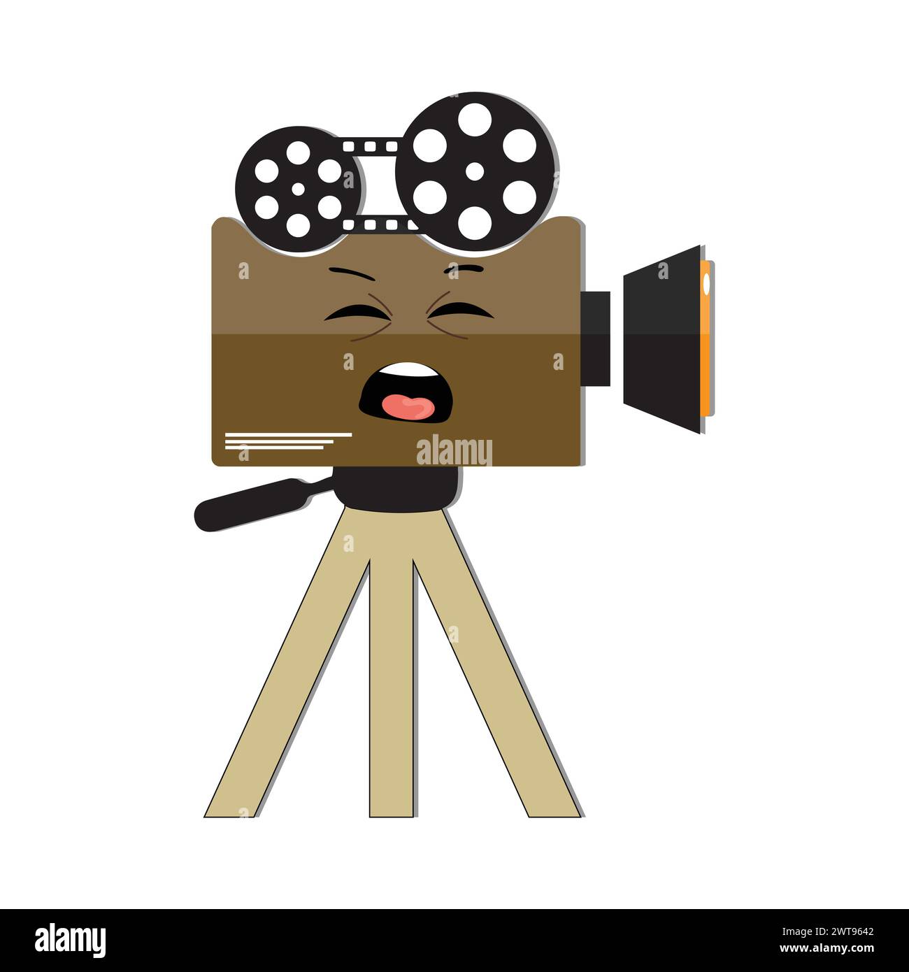 Movie camera mascots character, Retro movie film mascot cartoon style ...