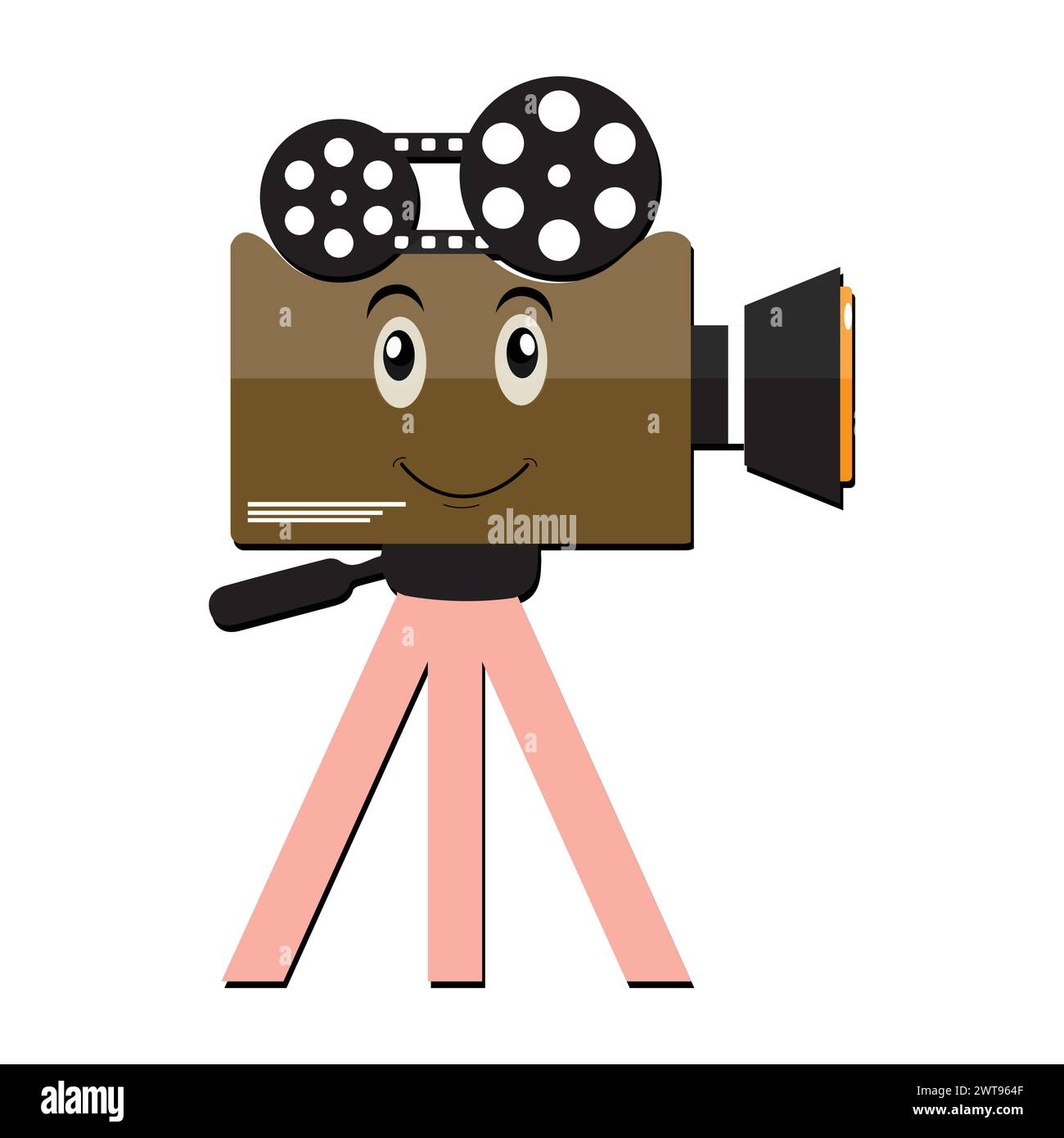 Movie camera mascots character, Retro movie film mascot cartoon style ...