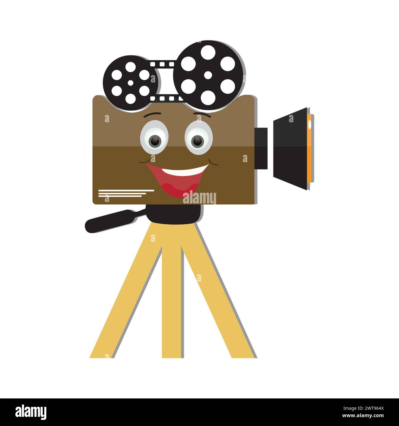 Movie camera mascots character, Retro movie film mascot cartoon style ...