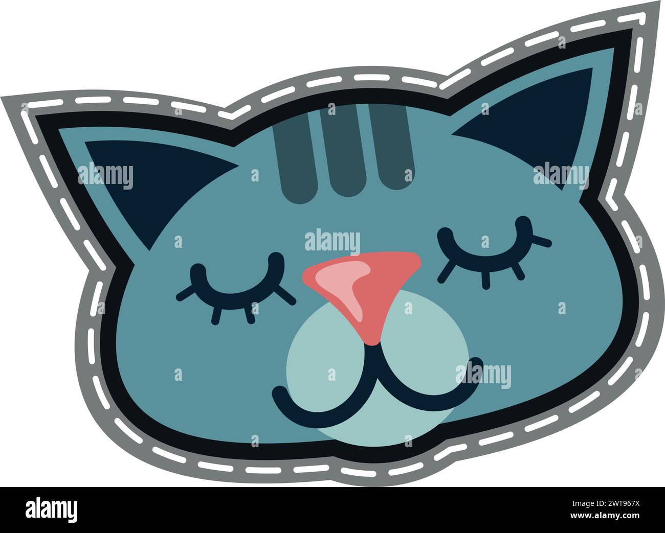 Cute cat face patch. Sleeping animal head Stock Vector Image & Art - Alamy