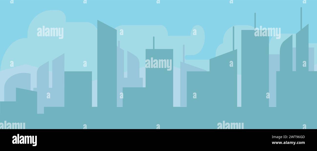 Cityscape background. High buildings silhouettes on blue sky Stock ...