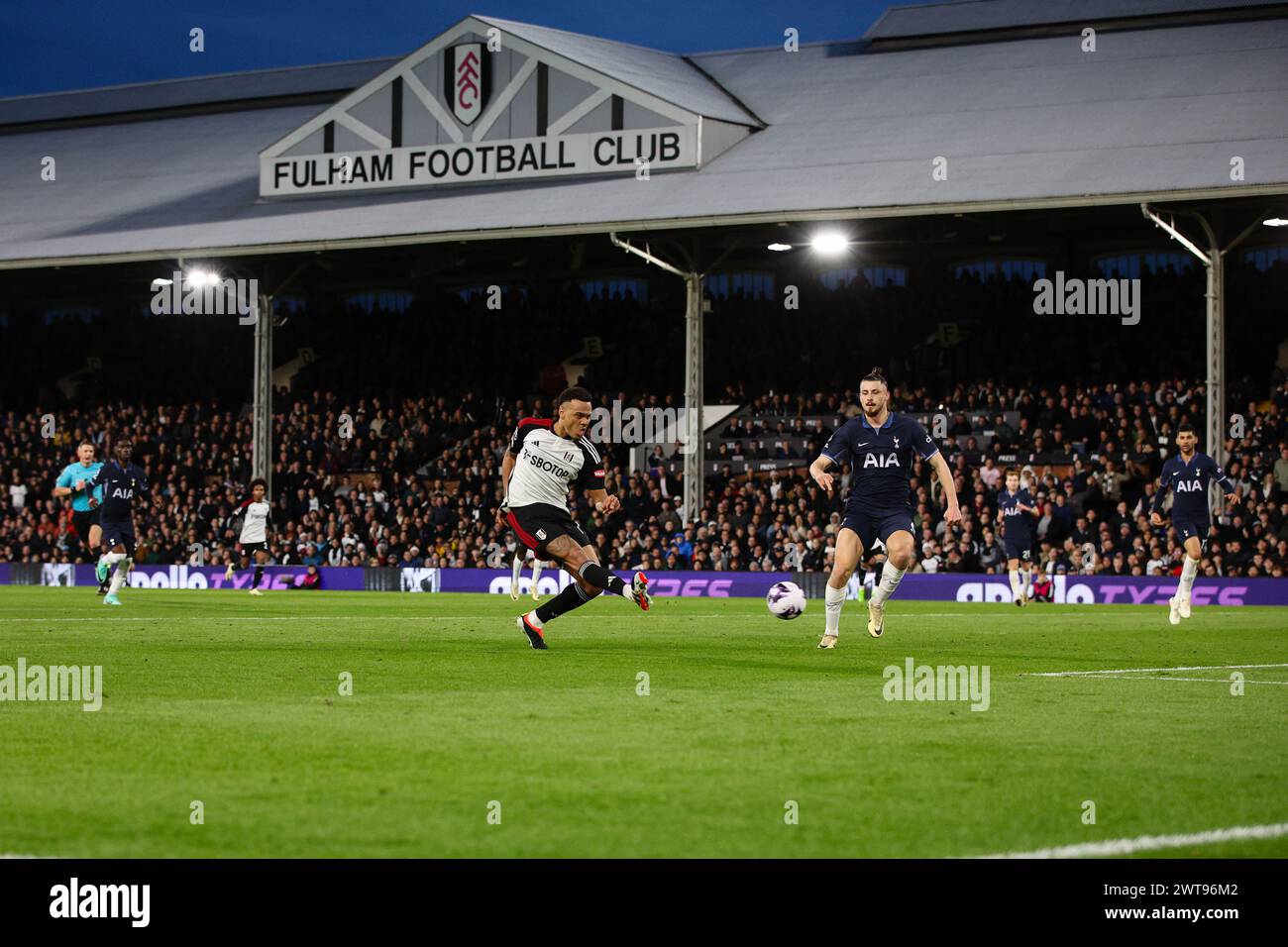 LONDON, UK - 16th Mar 2024: Rodrigo Muniz of Fulham FC scores the ...