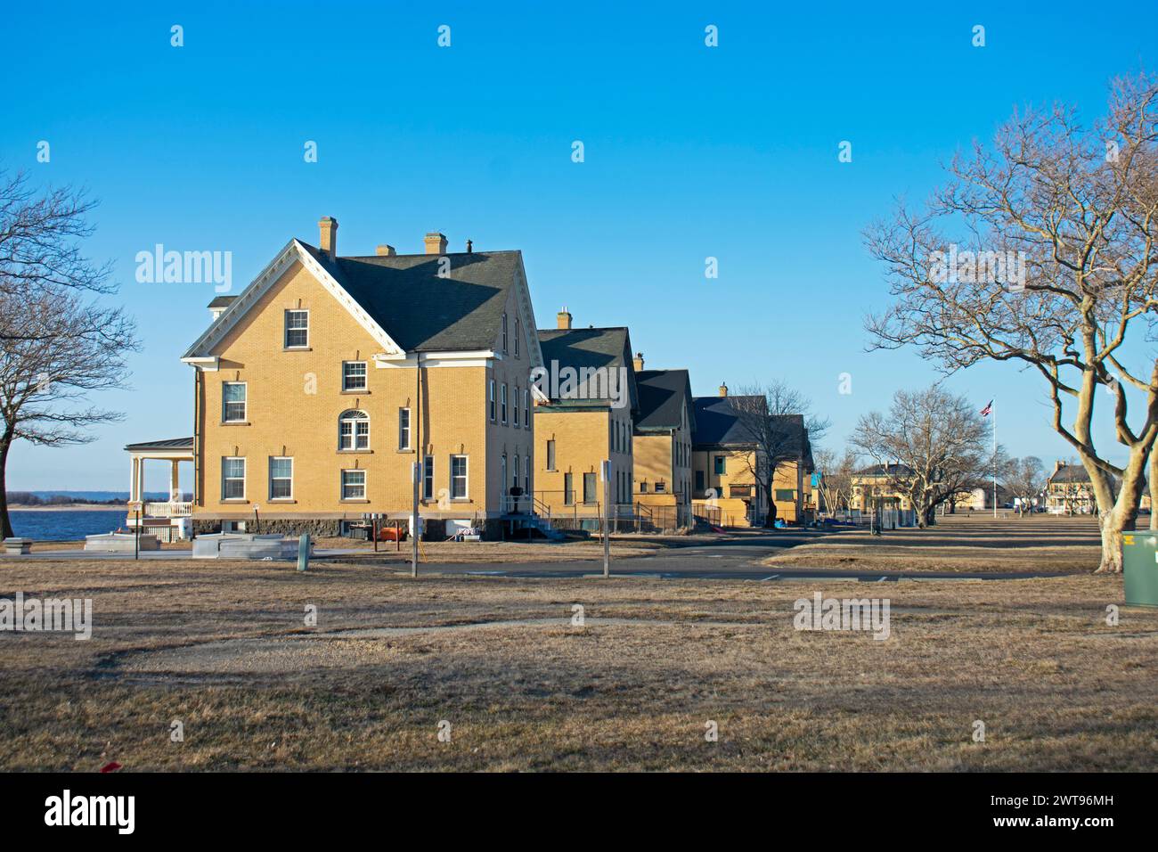Series of buildings in Sandy Hook, New Jersey, officer's row, in the ...