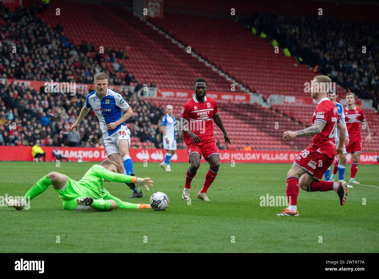Blackburn Rovers Goalkeeper Aynsley Pears saves from Middlesbrough's ...