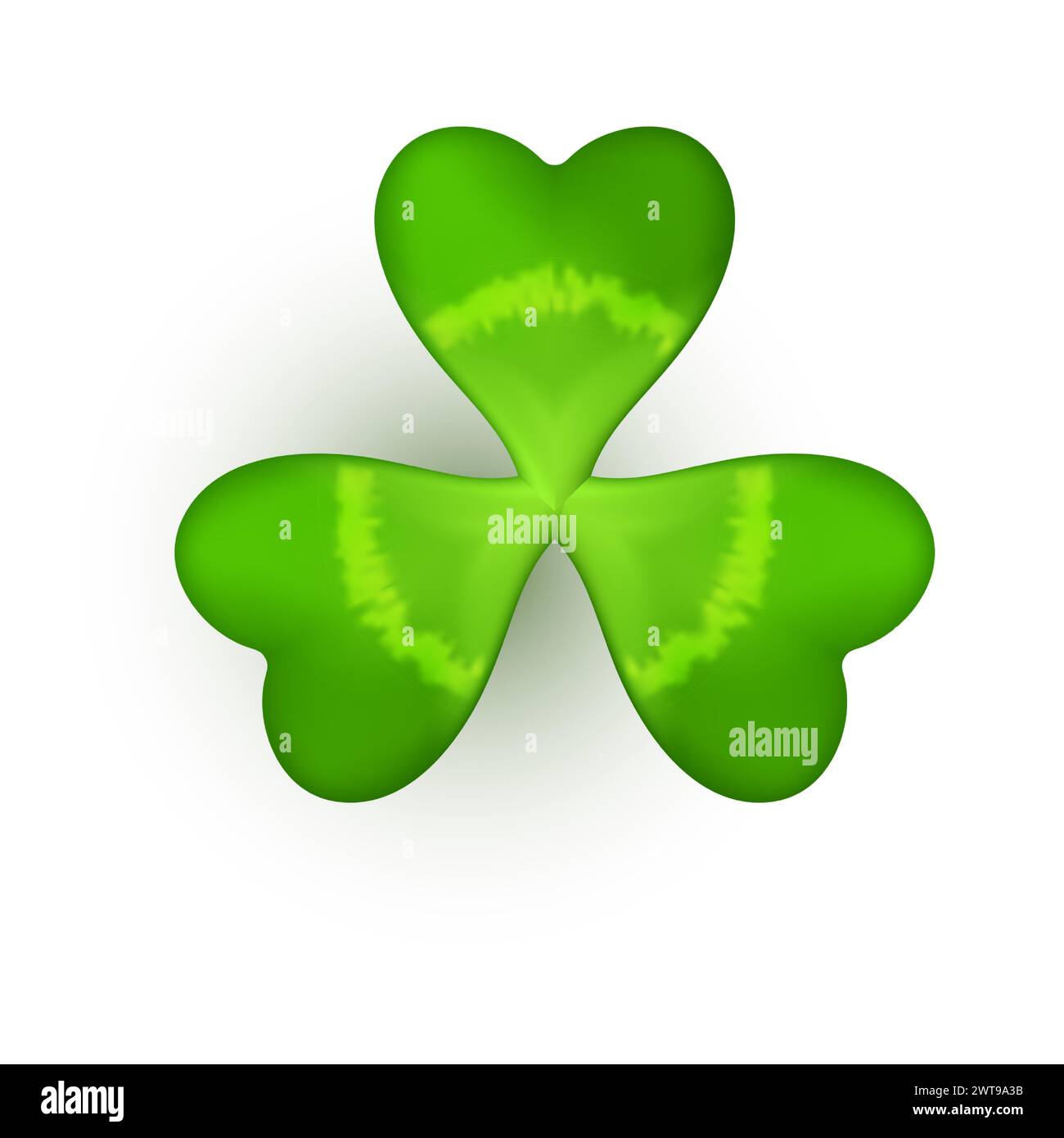Realistic shamrock icon. Clover three leaves logo. Green floral sticker ...
