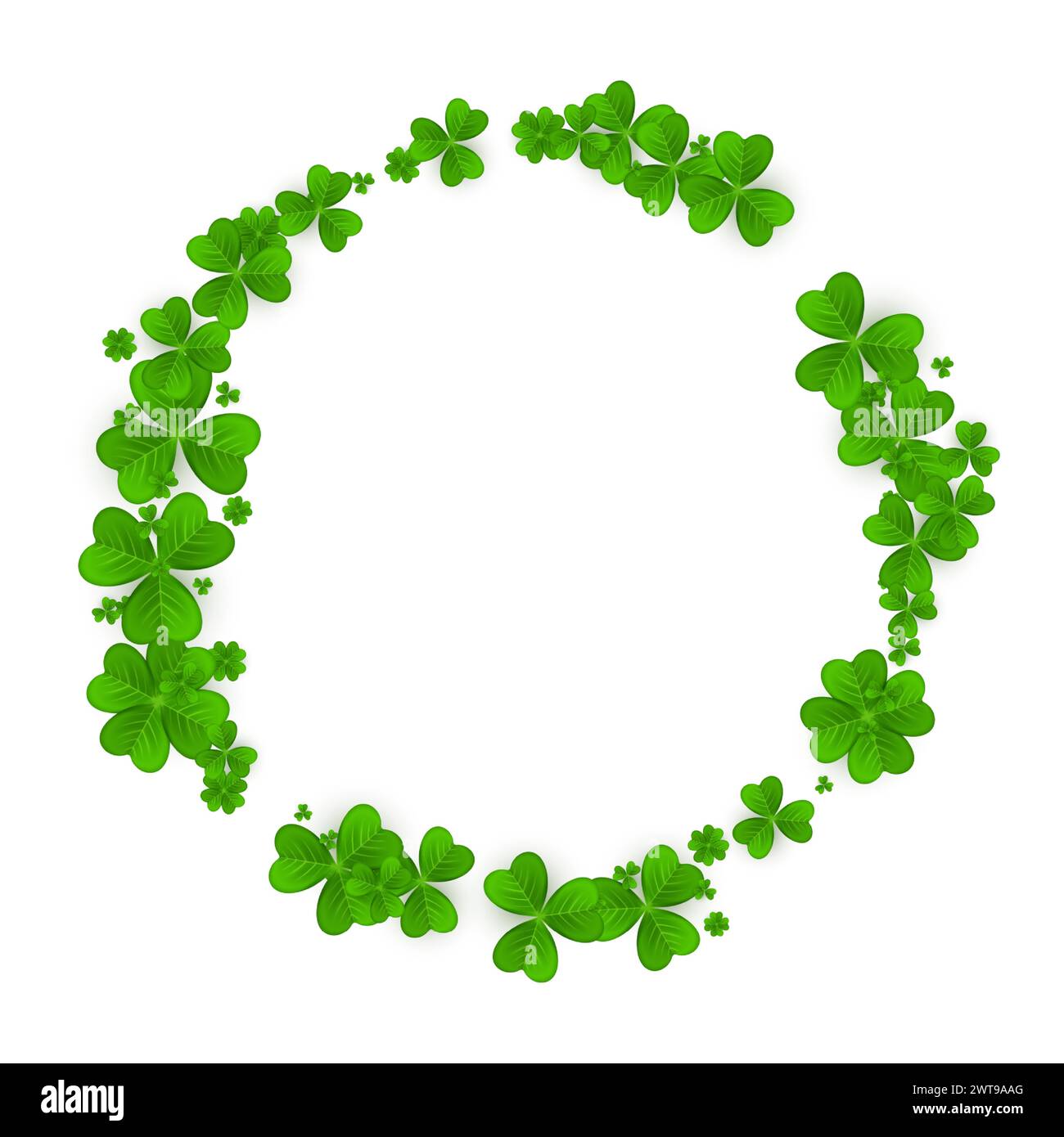 Realistic shamrock wreath. Round Clover frame. Green leaves floral garland. Trefoil border Stock ...
